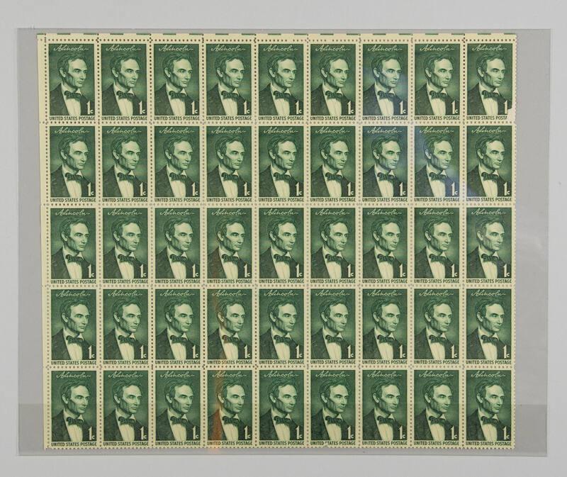 Sheet of One Cent Abraham Lincoln Stamps – All Artifacts – Barack Obama ...